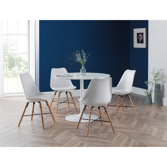 Blanco Round White Pedestal Table | Beauty Tables - BeautyTables